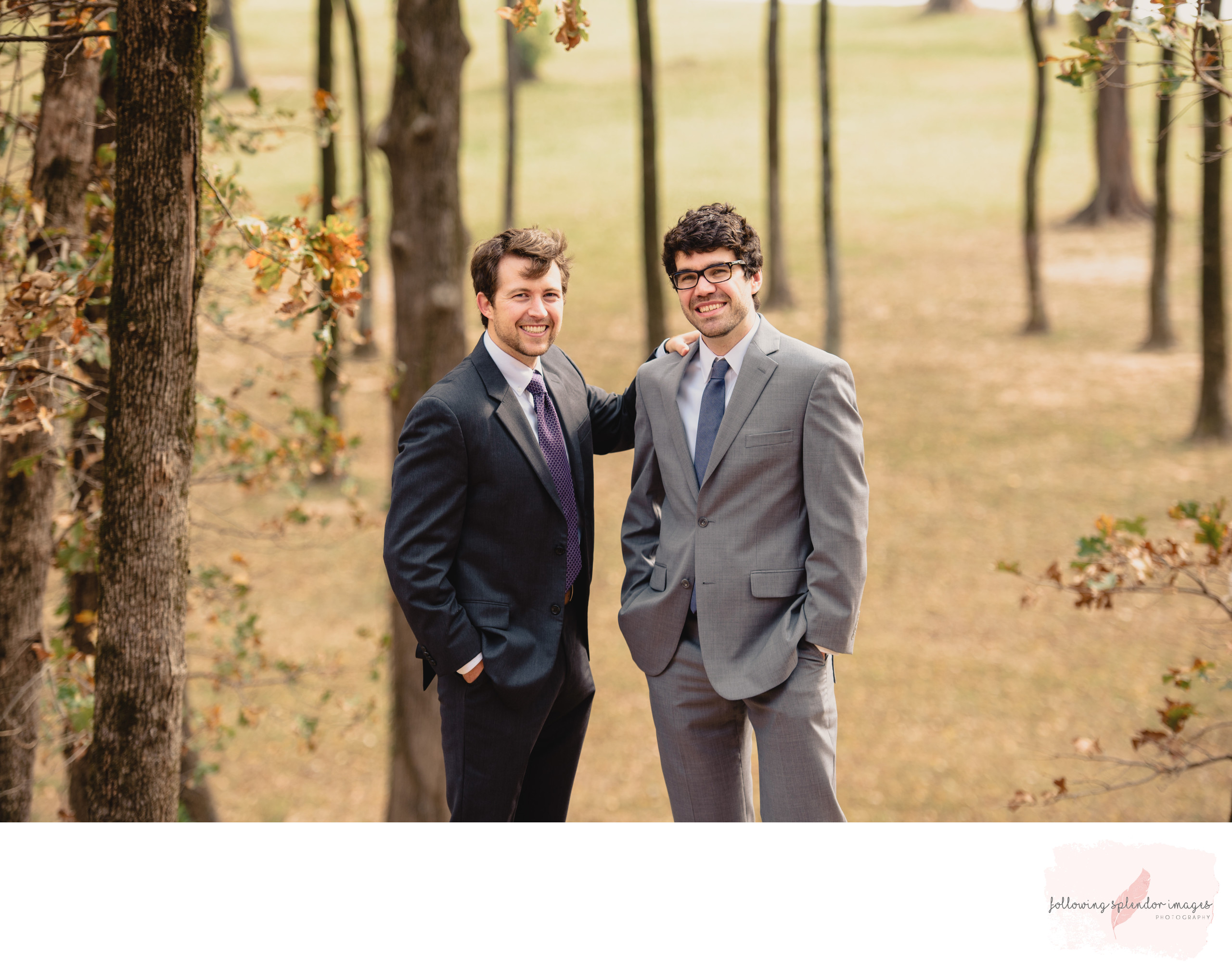 Groom and Best Man Fall Wedding at the Park on the River - Park On The ...