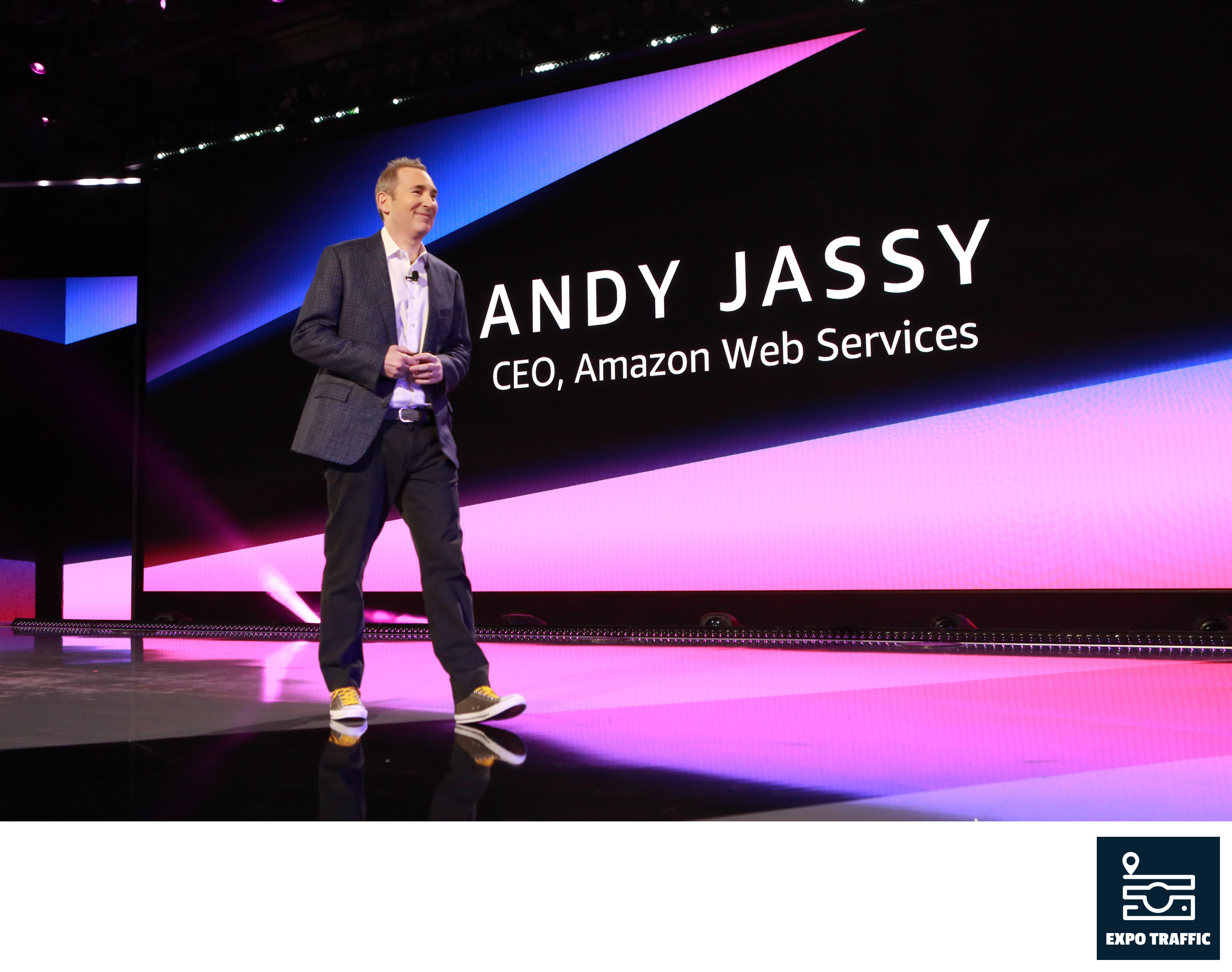 Andy Jassy, CEO of Amazon Web Services walks on stage. - Event ... Andy Jassy, CEO of Amazon Web Services walks on stage. - Event ...