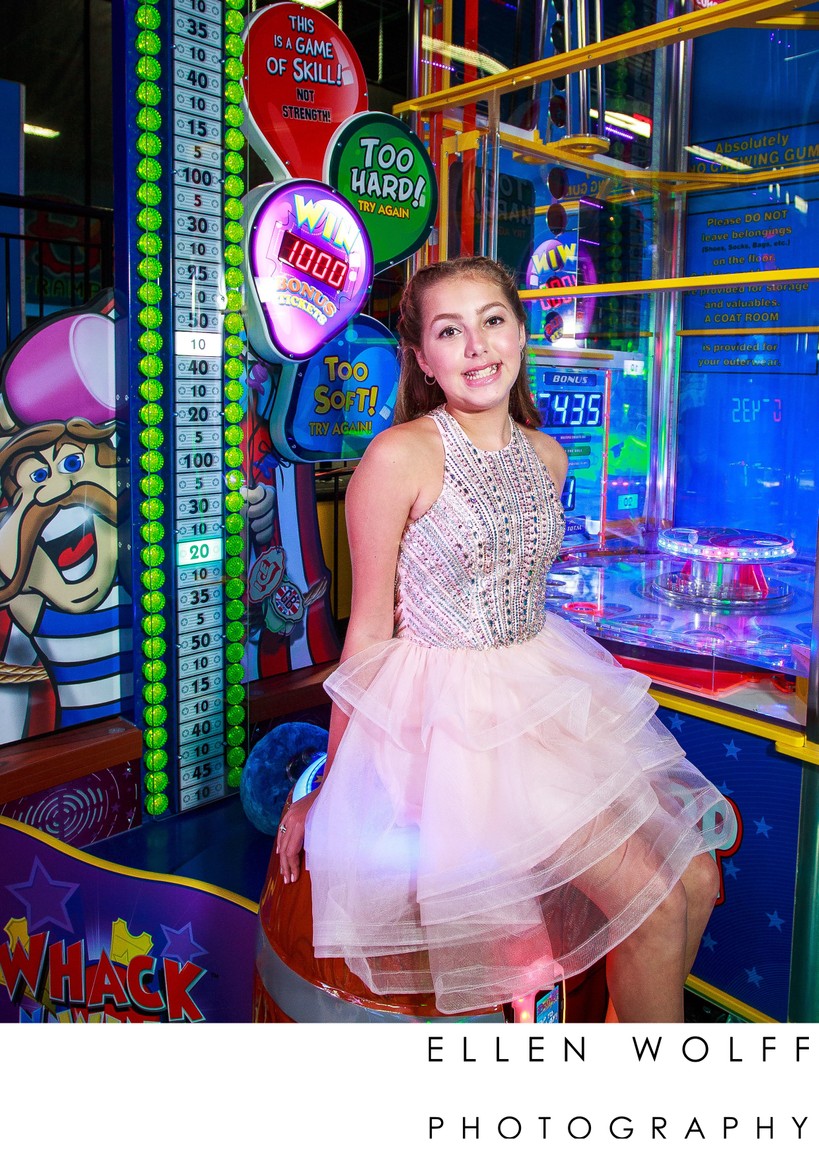 arcade game bat mitzvah portrait - Ellen Wolff Photography