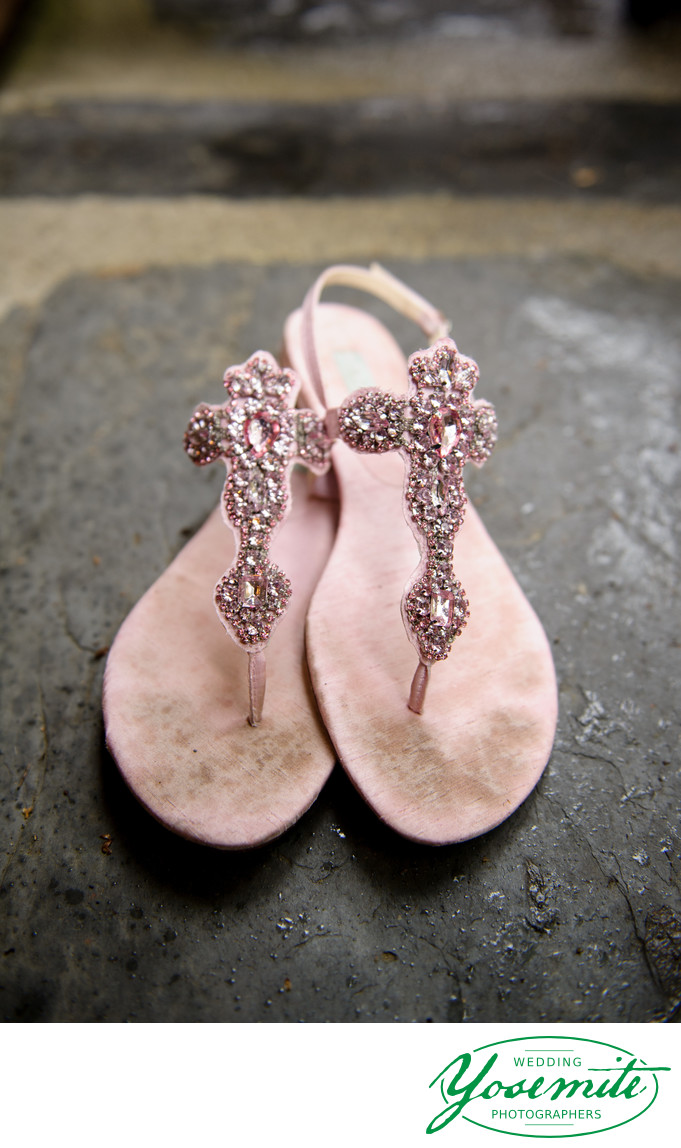 Betsy Johnson Pink Bling Sandals At Yosemite Wedding - Yosemite Wedding ...