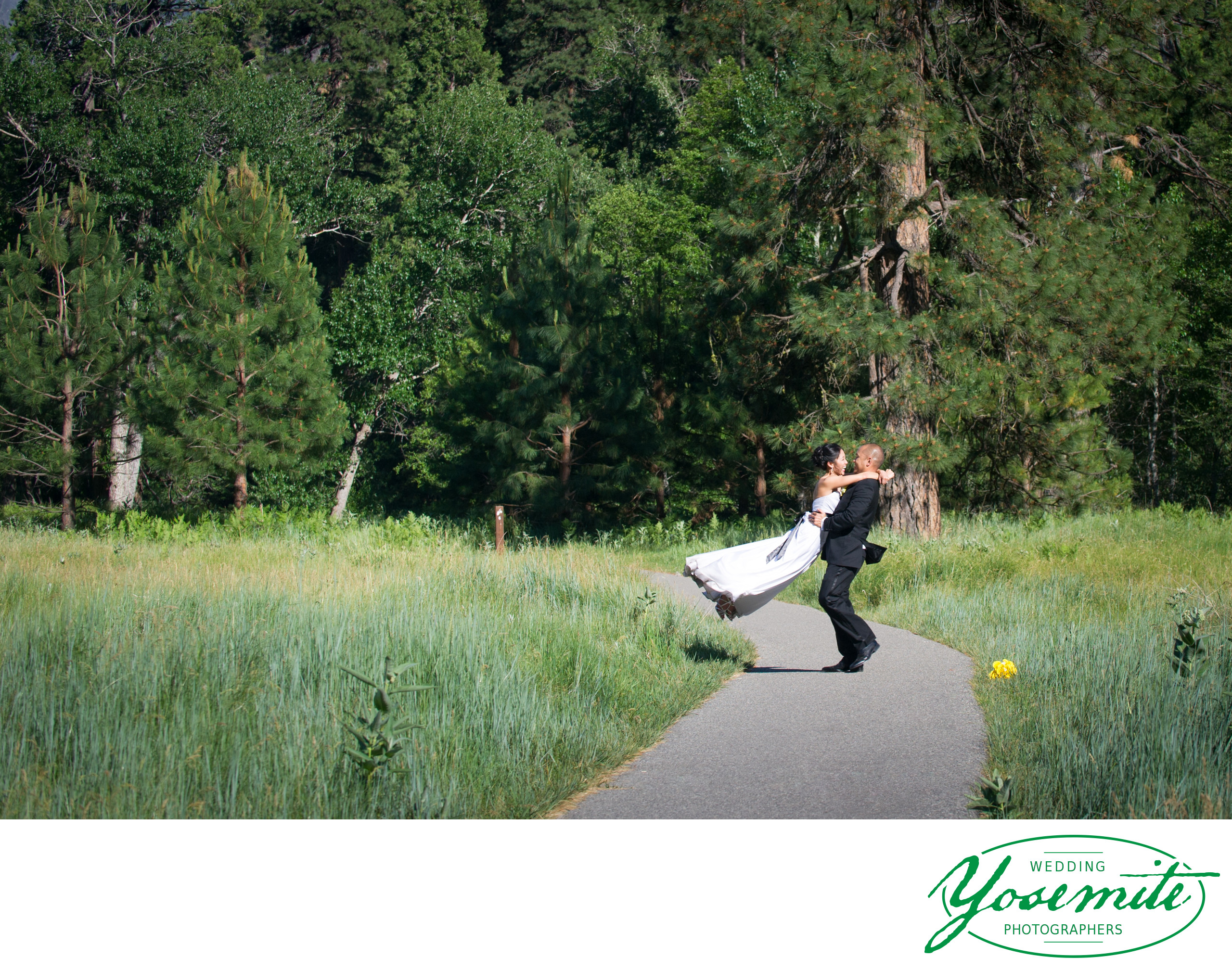 A Couple at Cook's Meadow the groom lifting the Bride. - Yosemite ...