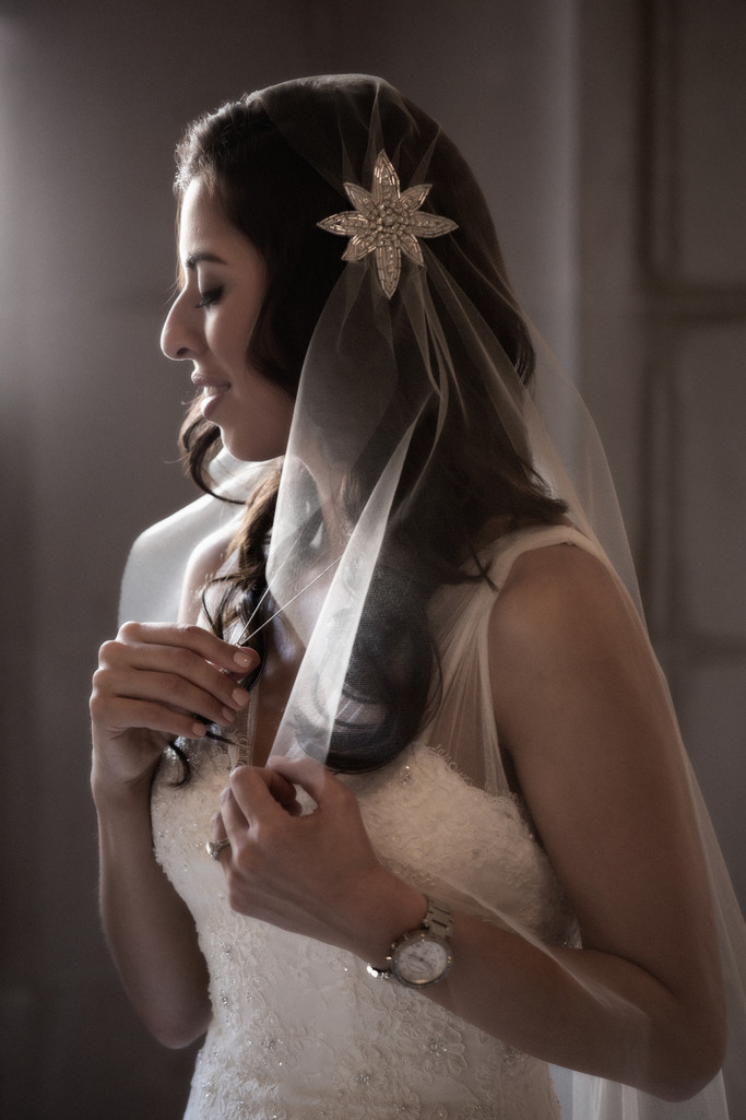 Bride portrait dark background window light - San Francisco City Hall ...