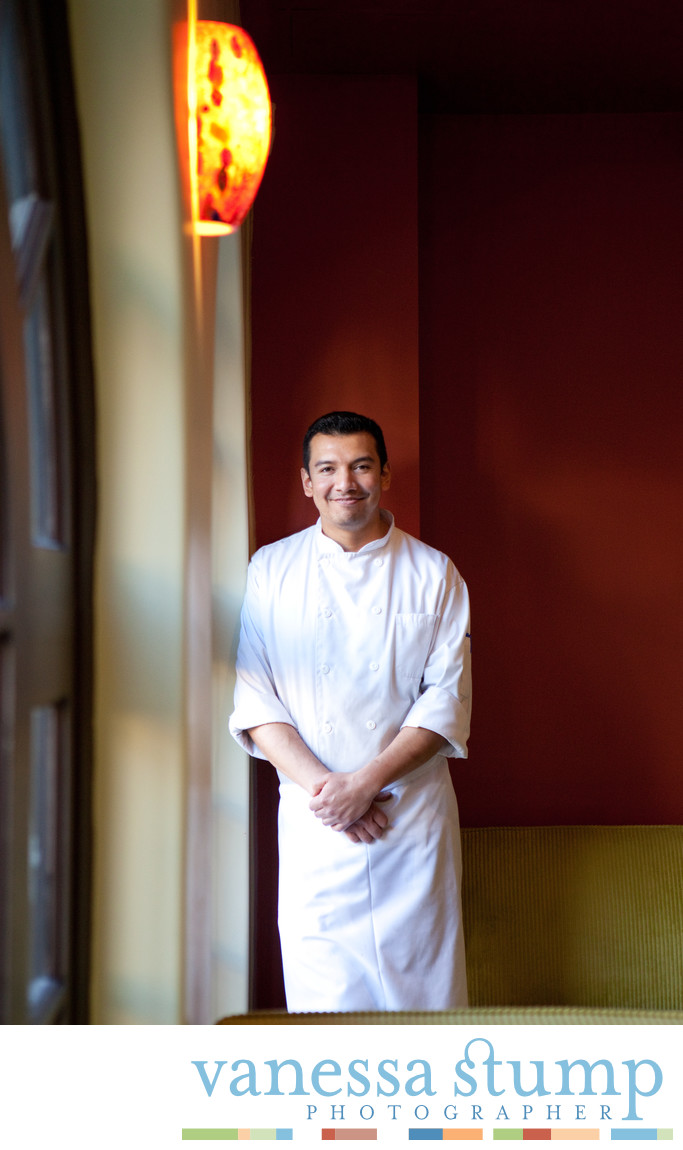 Portrait of Chef in chef whites. - Vanessa Stump, Photographer