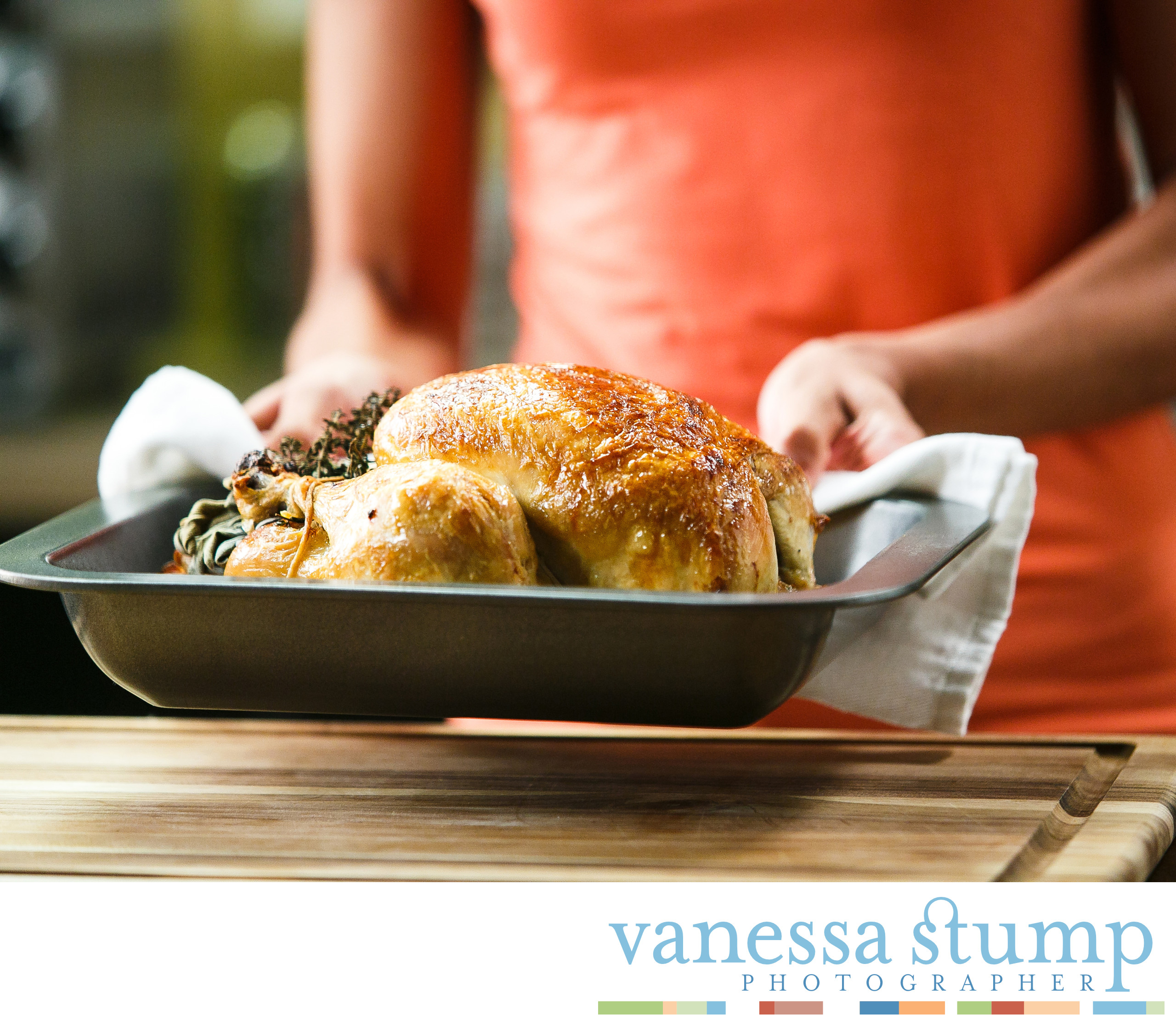 Perfect Roasted Chicken fresh from the oven - Vanessa Stump, Photographer