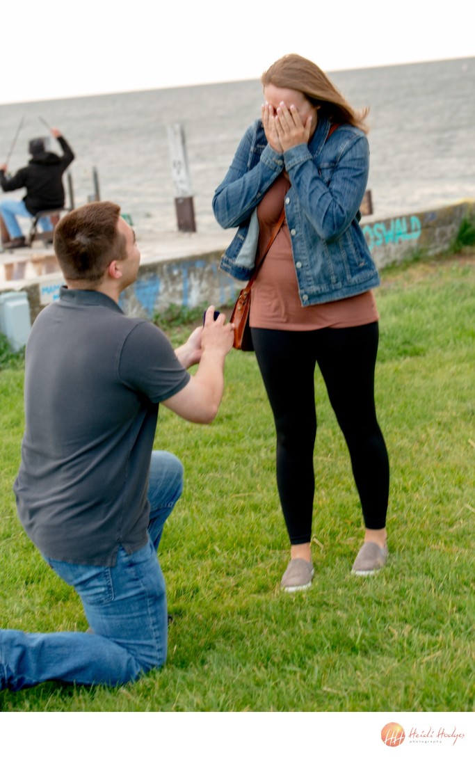 surprise proposal in Ephraim Wisconsin - Heidi Hodges Photography