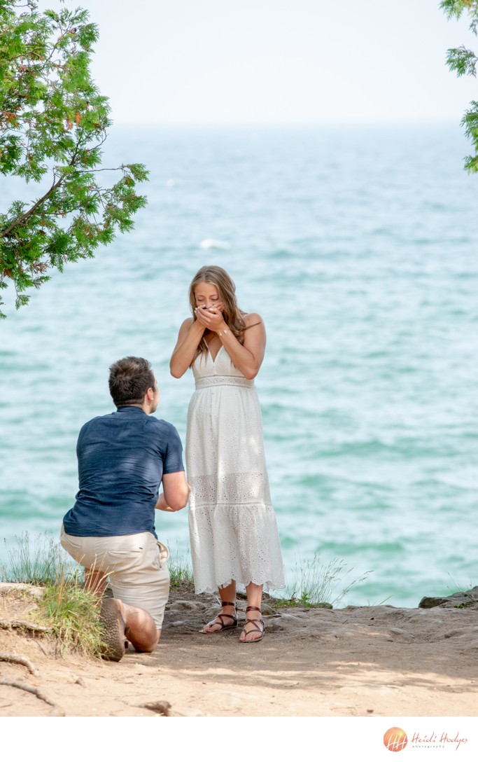 Cave Point proposal - Heidi Hodges Photography