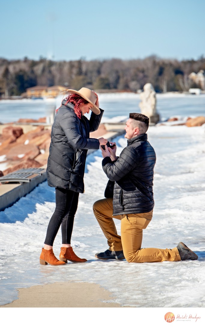 frozen proposal in Egg Harbor - Heidi Hodges Photography