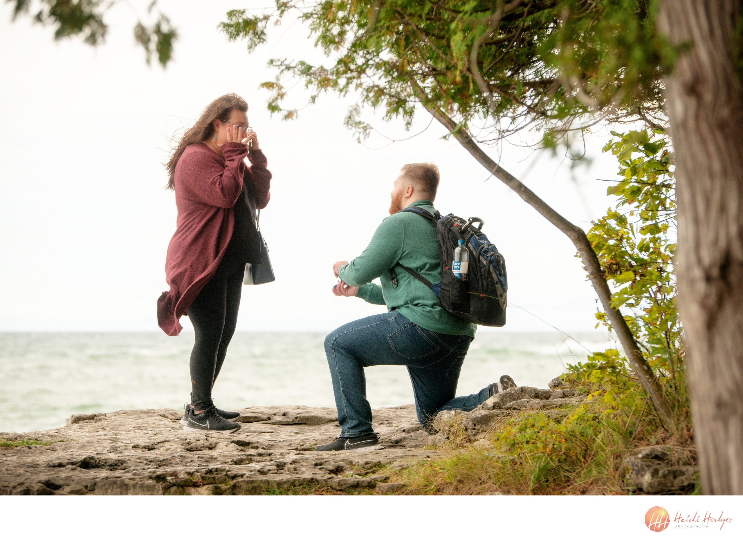 Door County proposal at Cave Point County Park - Heidi Hodges Photography