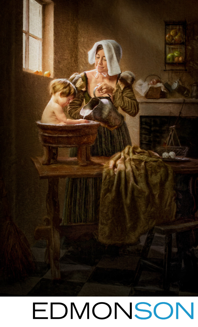 Vermeer Inspired Artist Transforms Mom & Daughter Photo