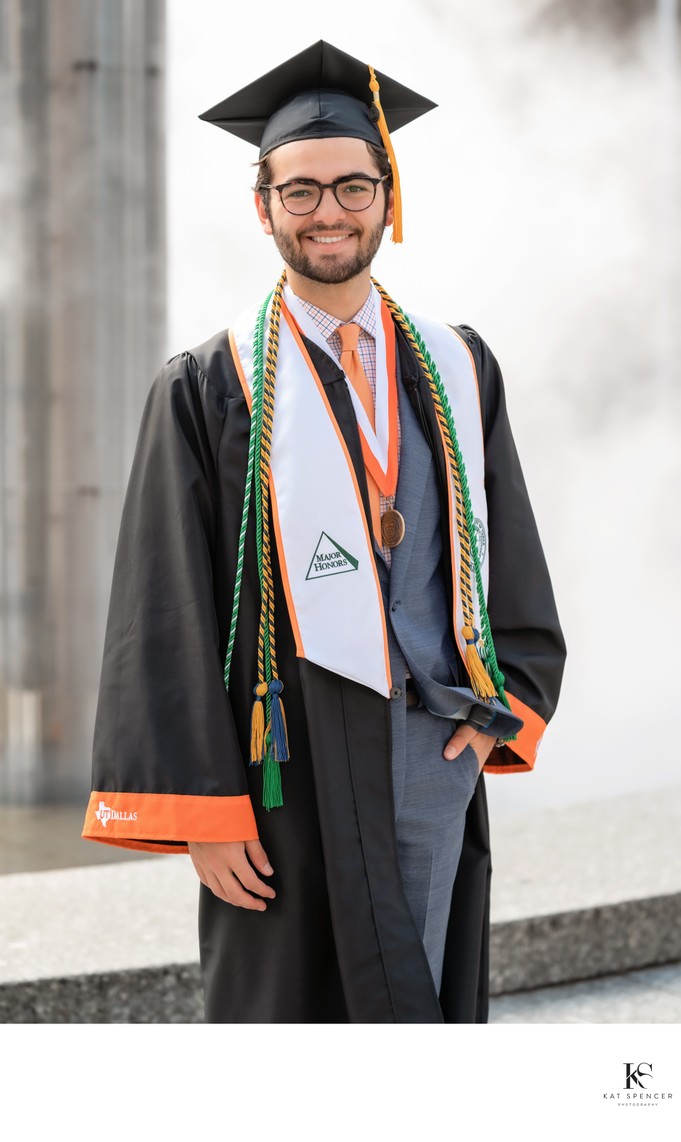 Casual Cap and Gown Pose - Senior Portraits - Kat Spencer Photography