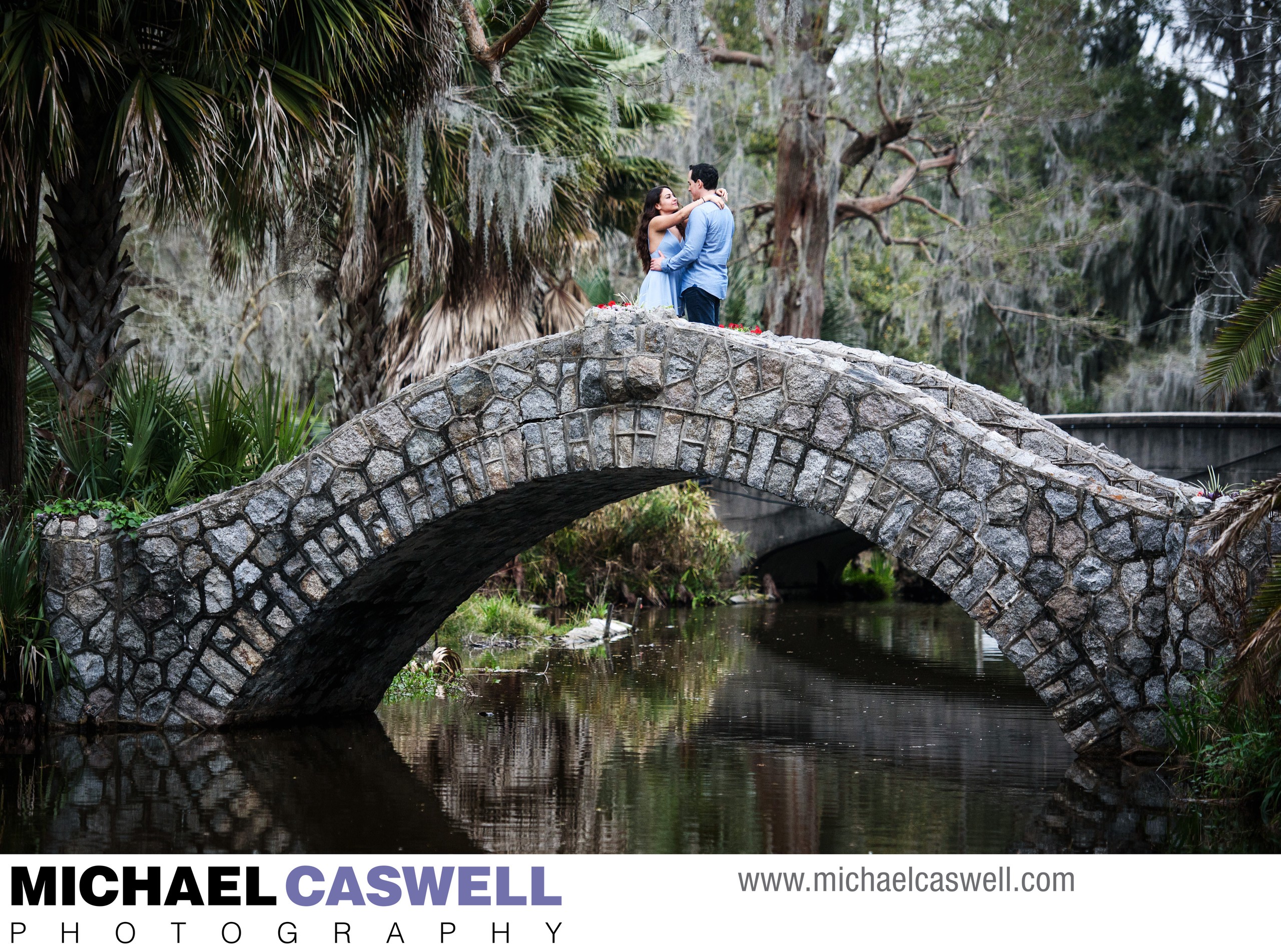 Engagement Portrait on Langles Bridge in City Park