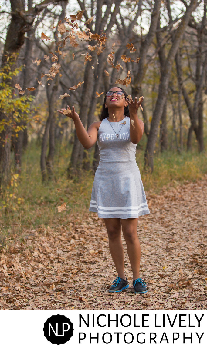 Senior Girl Throwing Leaves Bear Creek Nature Center - Colorado Springs ...