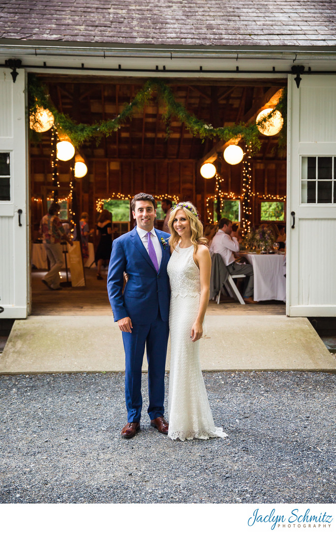 Bride and groom in front of barn West Mountain Inn - Second & Associate ...