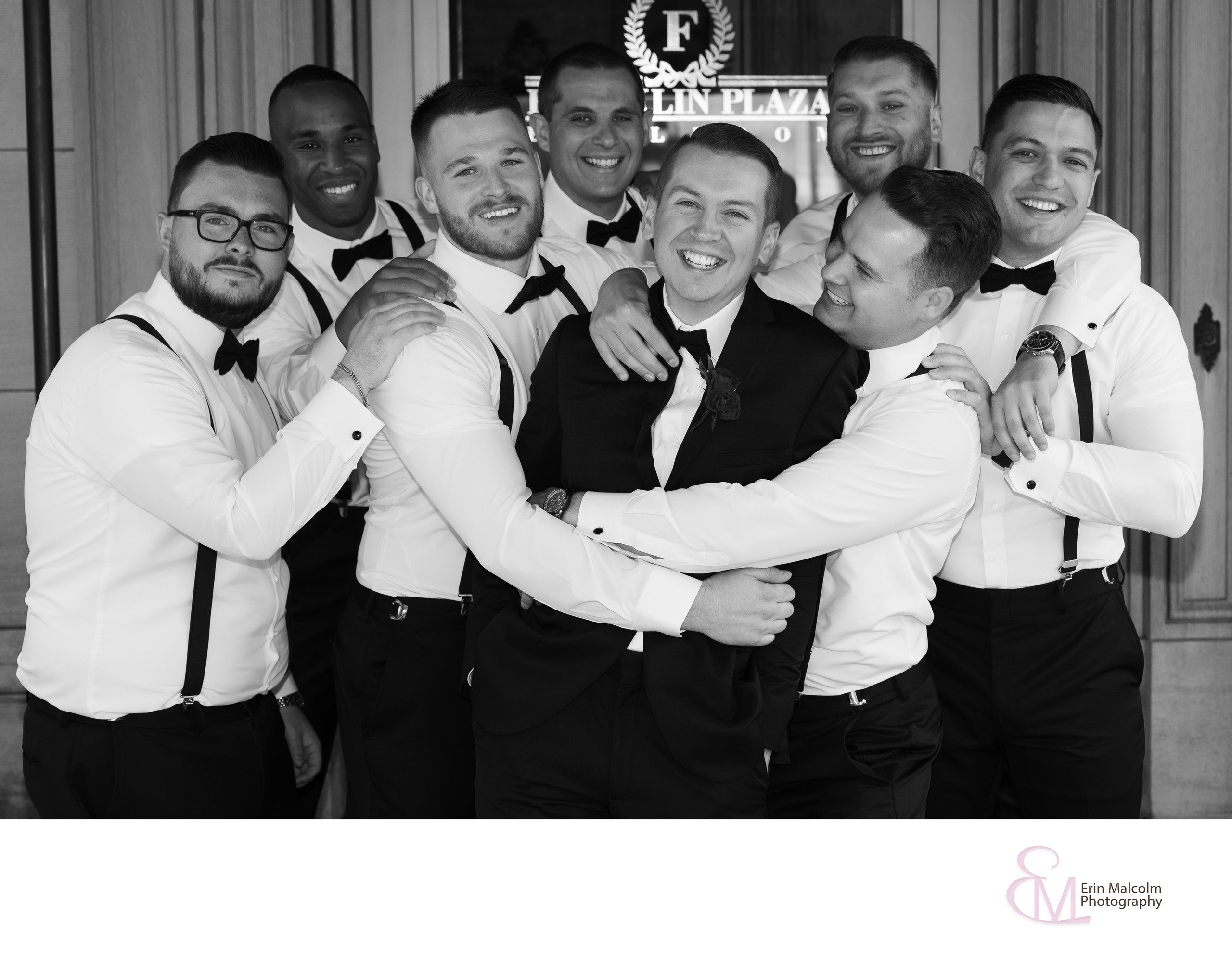 Groom with groomsmen, Franklin Plaza, Erin Malcolm Photo - Clifton Park ...