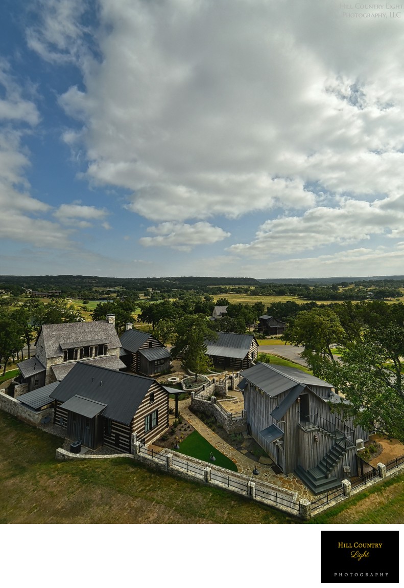Aerial view of Waldrip Cabin Sunday House at Boot Ranch - Hill Country ...