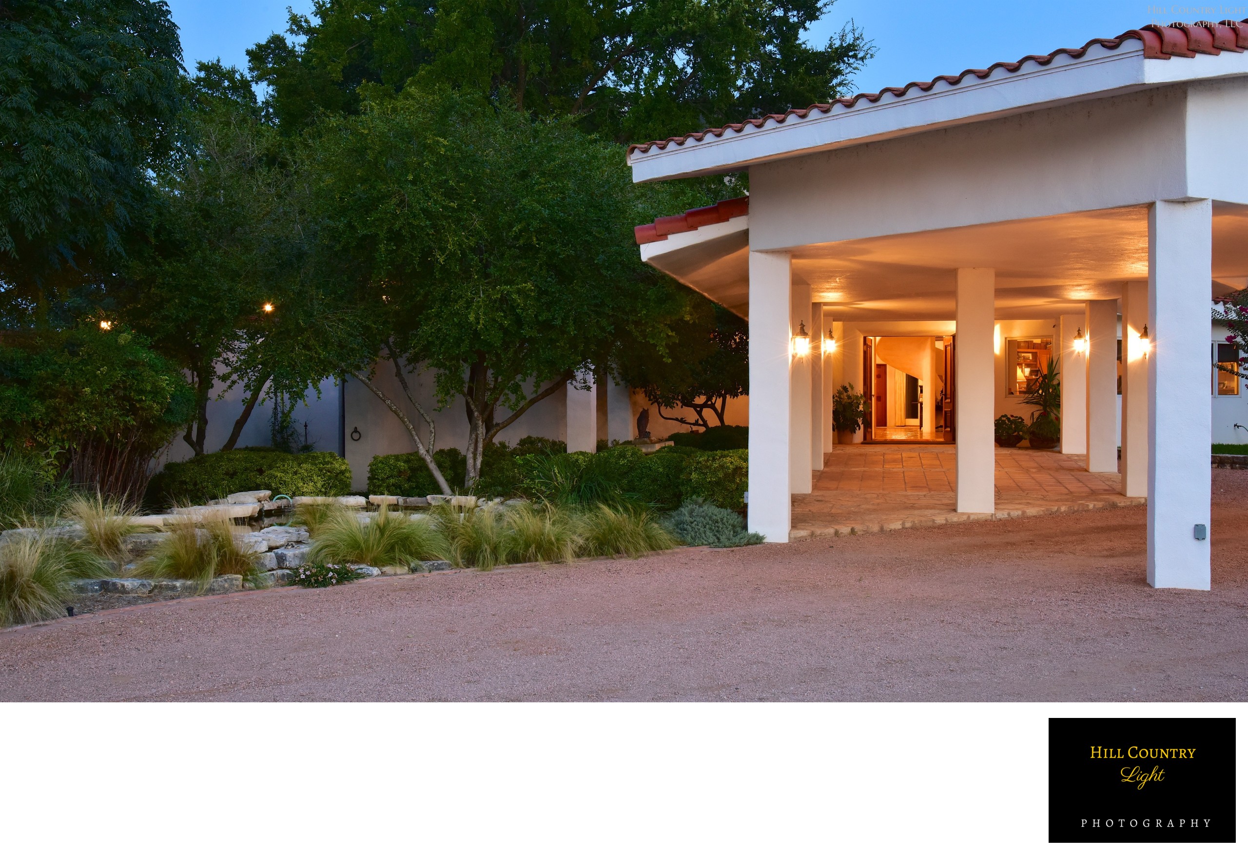 Front entrance to the estate home at Cameron Ranch - Hill Country Light ...