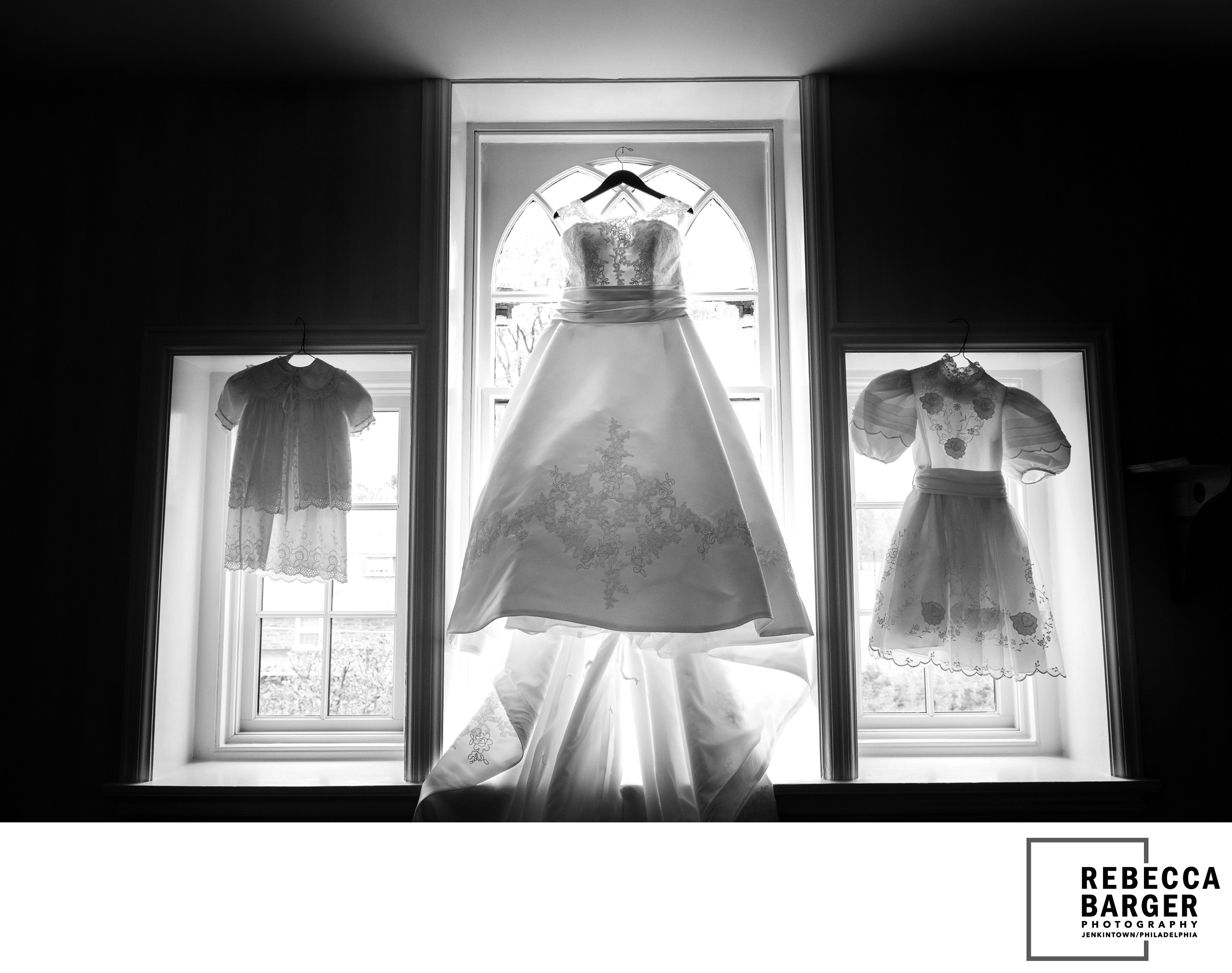 Passage of time in dresses. Christening gown, wedding gown ...