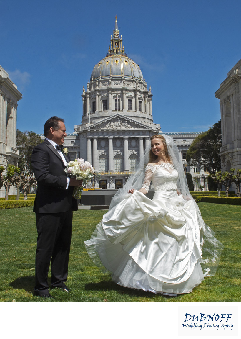 San Francisco City Hall Wedding Photographers - Spinning Bride